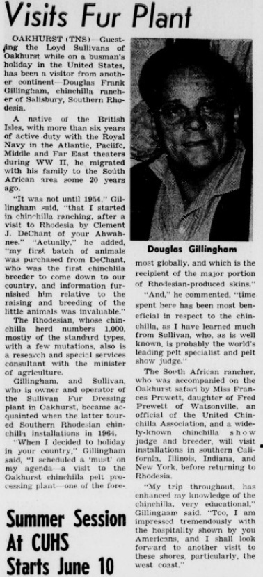 Southern Rhodesian Visits Fur Plant